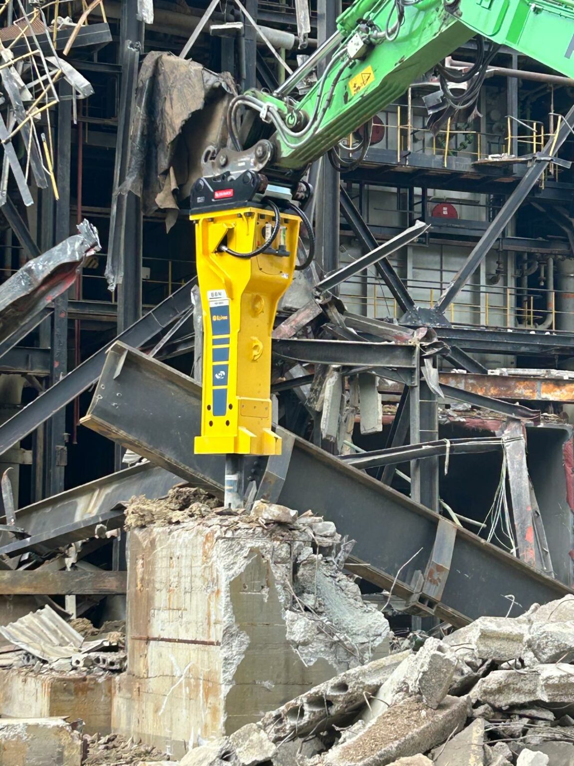 Power plant demolition using the new Epiroc HB 5800 hydraulic breaker ...